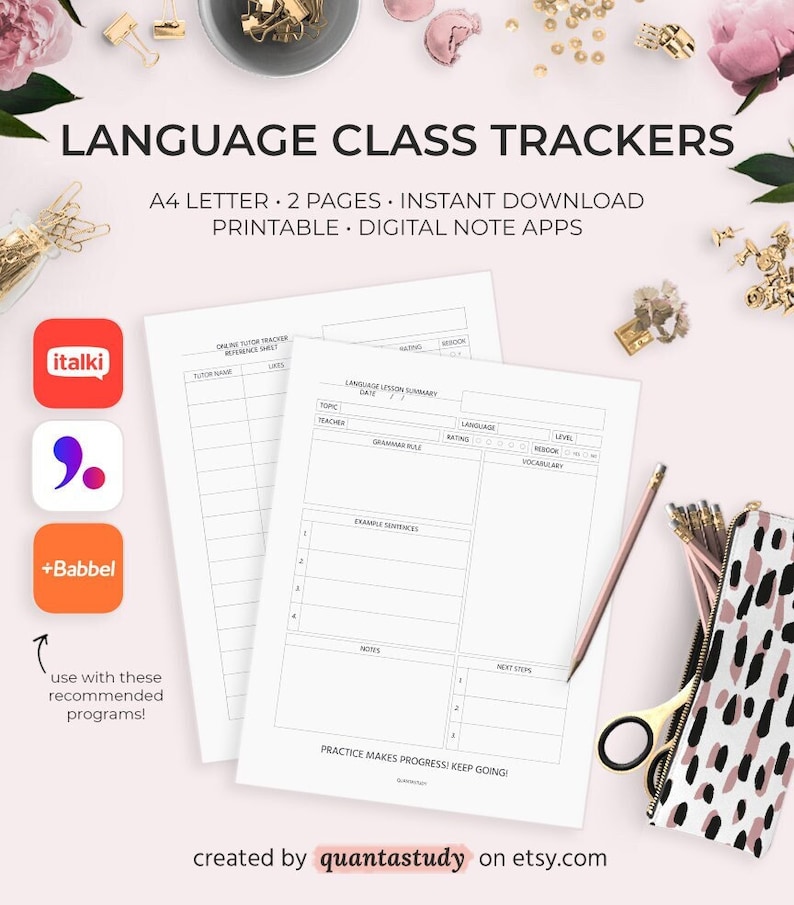 Online Language Learning Class Summary Tutor Tracking Sheets - Etsy