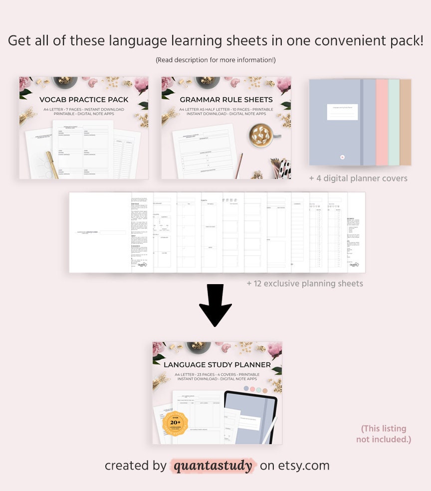 Russian Verb Conjugation Printable Flashcards Language Learning Planner ...
