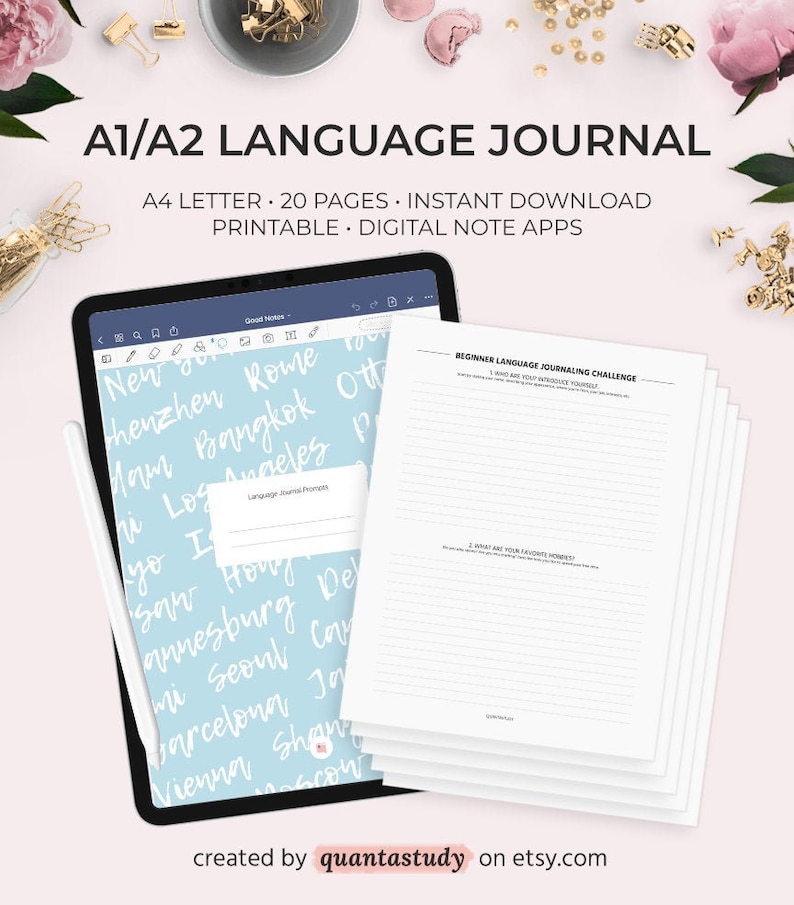 A1/A2 Beginner Language Learning Journal Prompts - Etsy