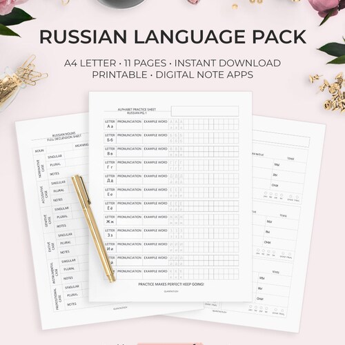 Russian Verb Conjugation Printable Flashcards Language - Etsy
