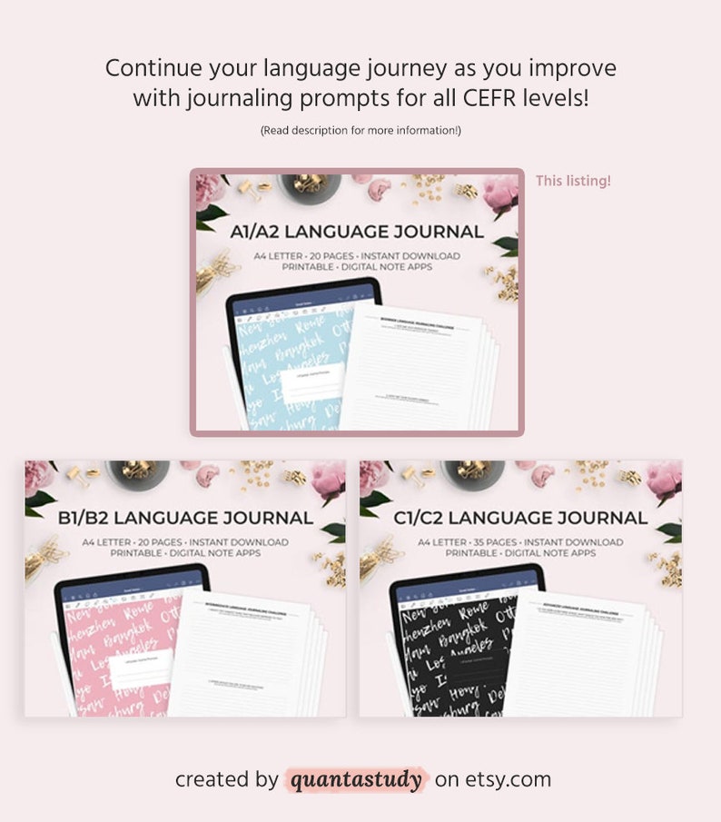 A1/A2 Beginner Language Learning Journal Prompts - Etsy