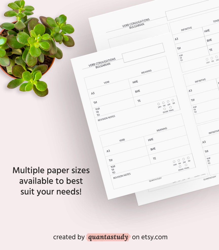 Bulgarian Verb Conjugation Practice Slavic Foreign Language Learning ...