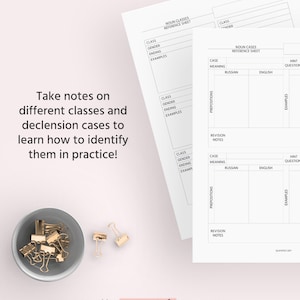 Russian Noun Declension Sheets Worksheet Language Learning Planner ...