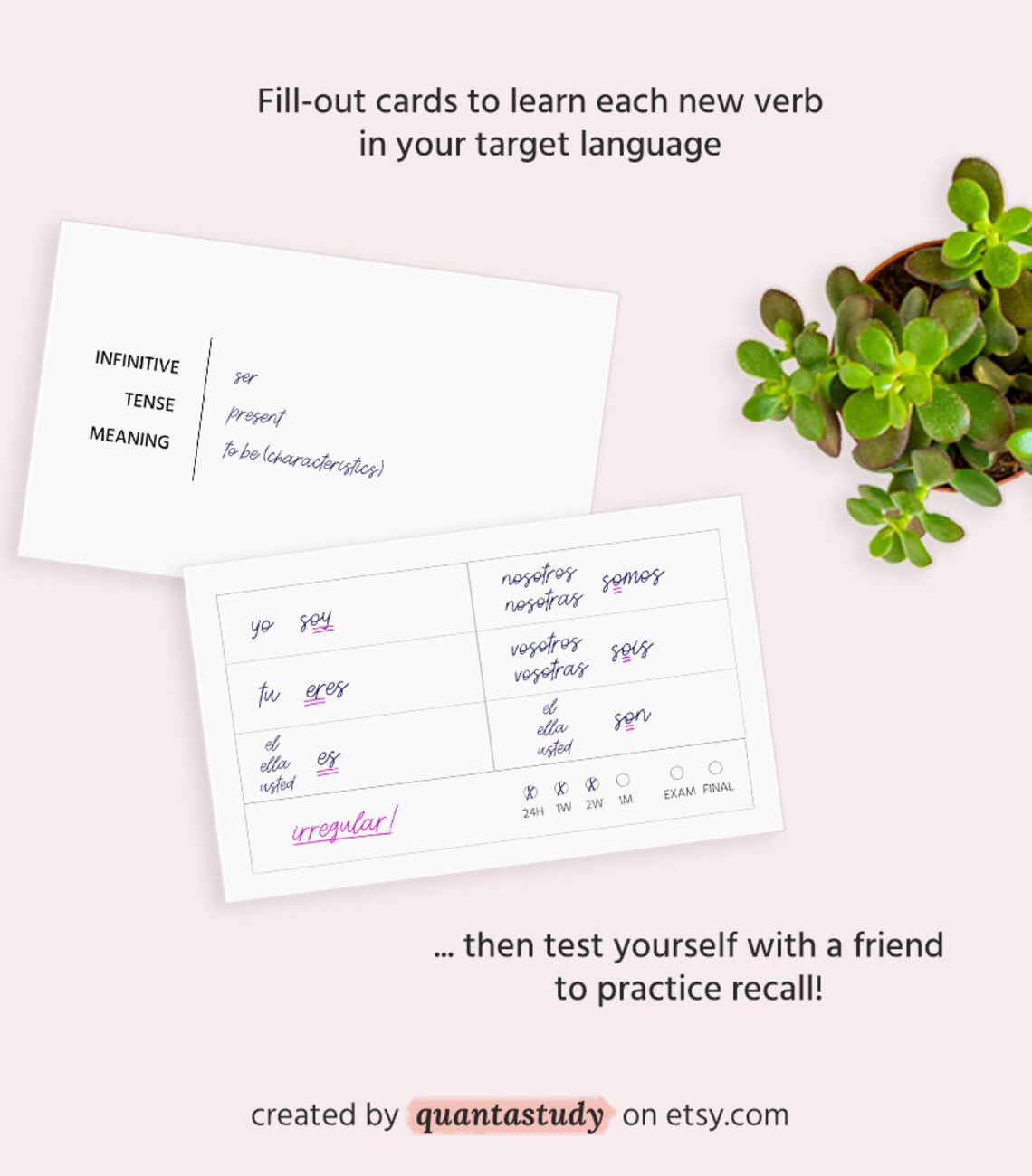 Verb Conjugation Printable Flashcards Language Learning - Etsy