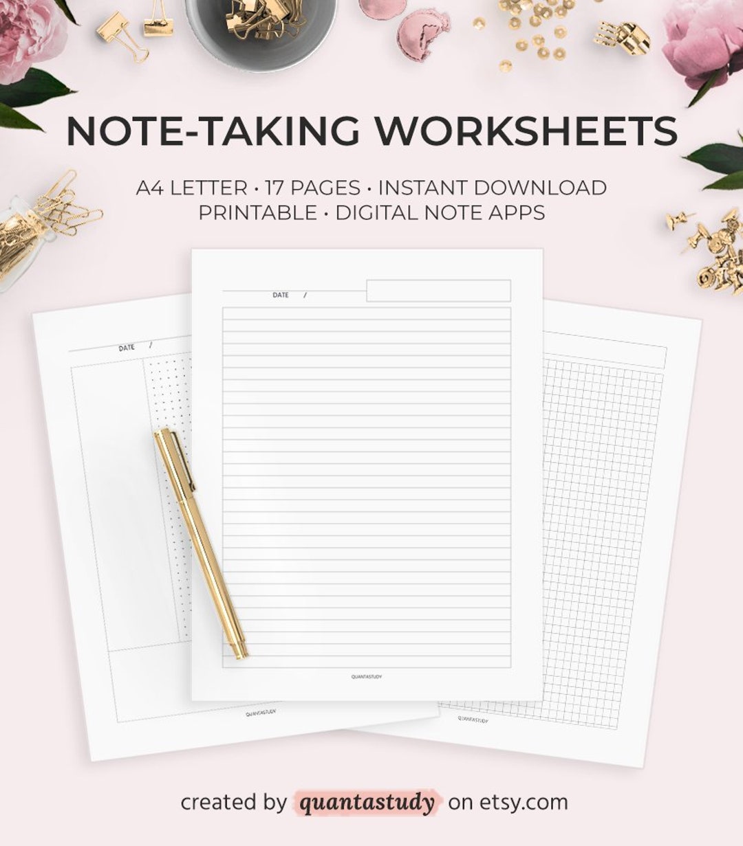 Note Taking Printable Bundle for Student Planning Cornell Style Dot ...