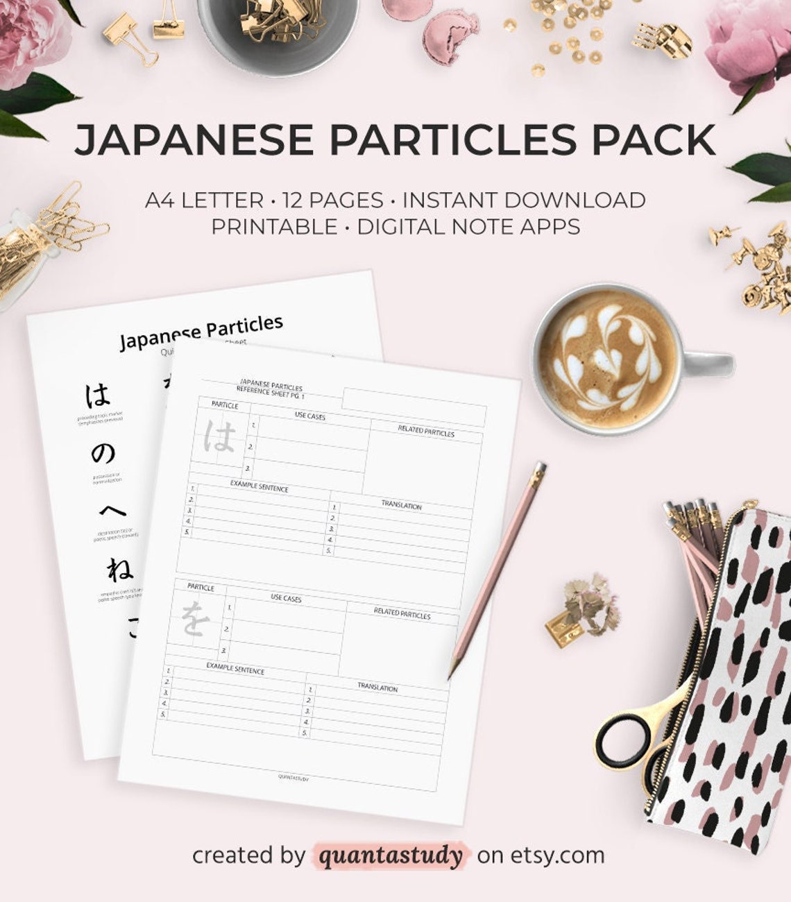 Japanese Particle Workbook – JLPT Grammar Vocabulary Worksheets Sheets ...