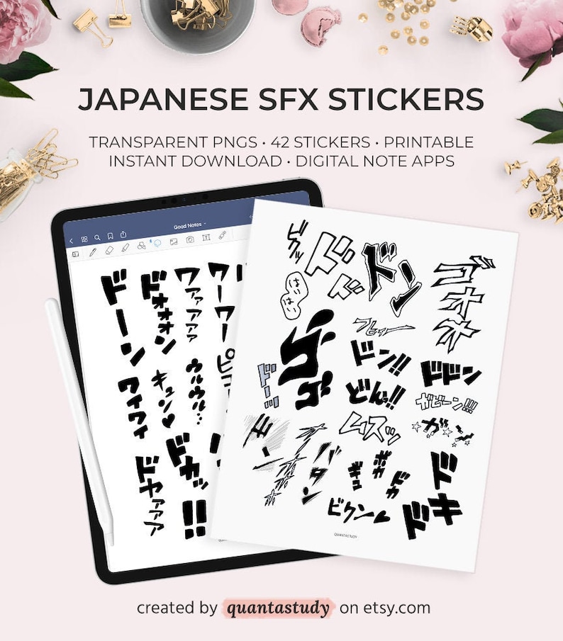 Japanese Sound Effects SFX Digital Stickers Manga Anime Katakana ...
