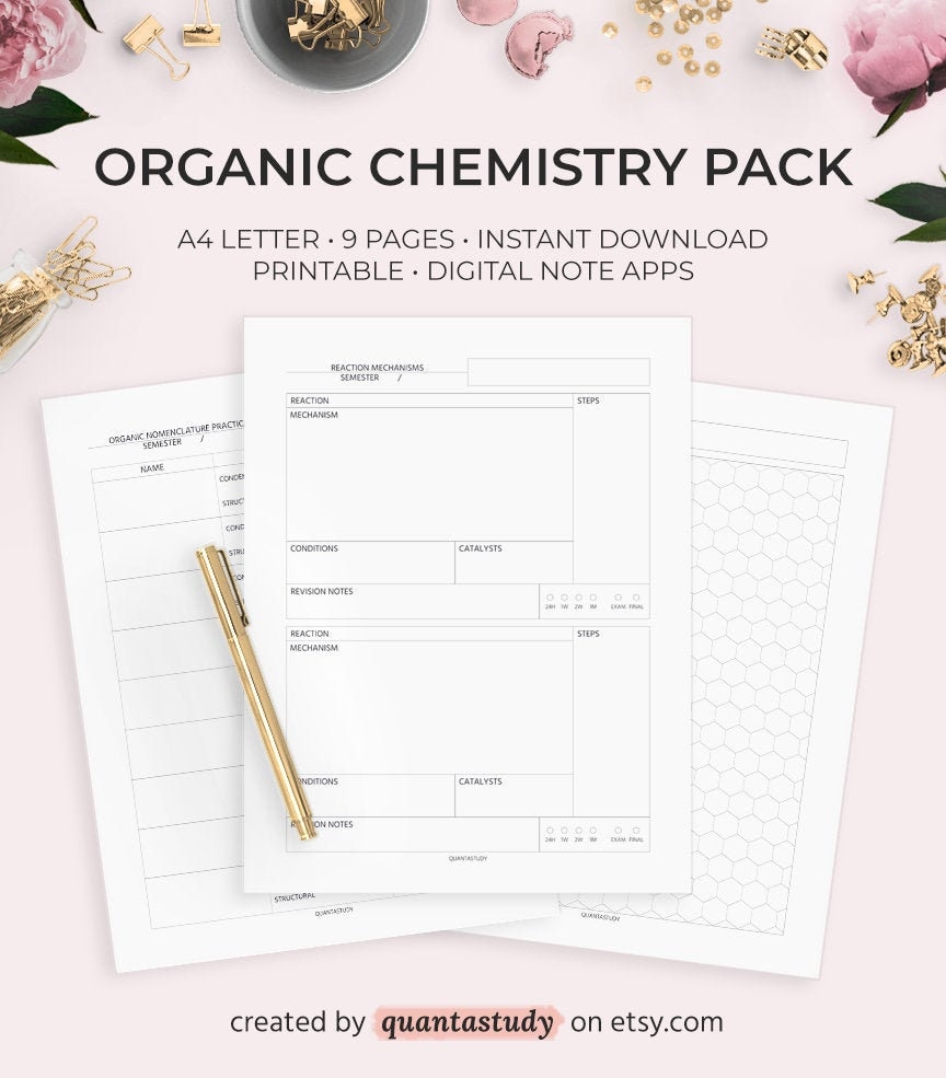 Organic Chemistry Study Pack Printable Student Mechanism | Etsy Canada