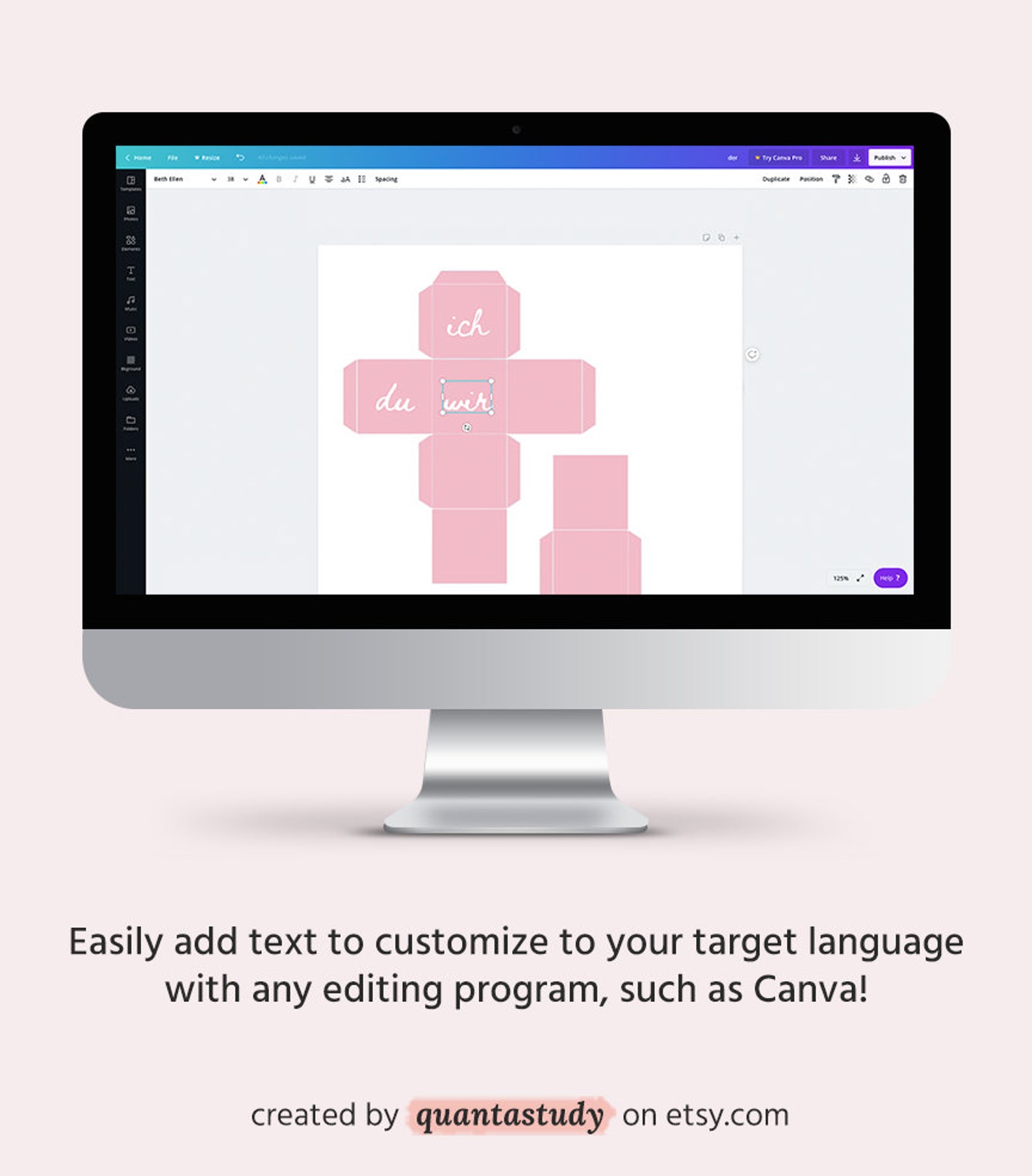 Language Learning Verb Conjugation Game Subject Pronoun Cube Printable ...