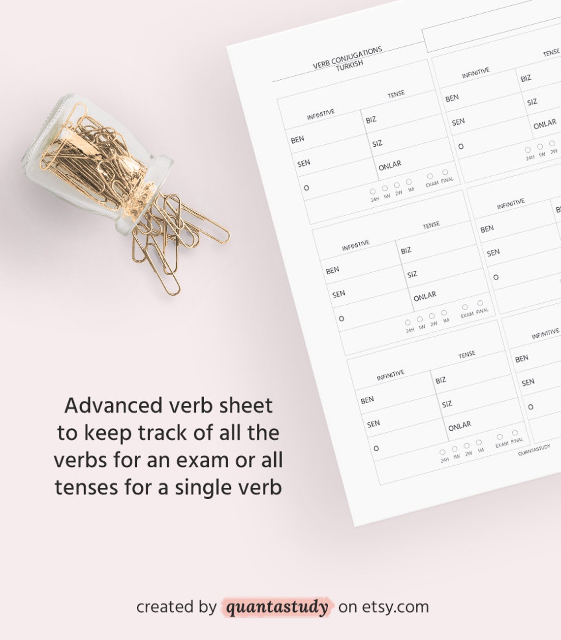 Turkish Verb Conjugation Sheet Foreign Language Learning - Etsy