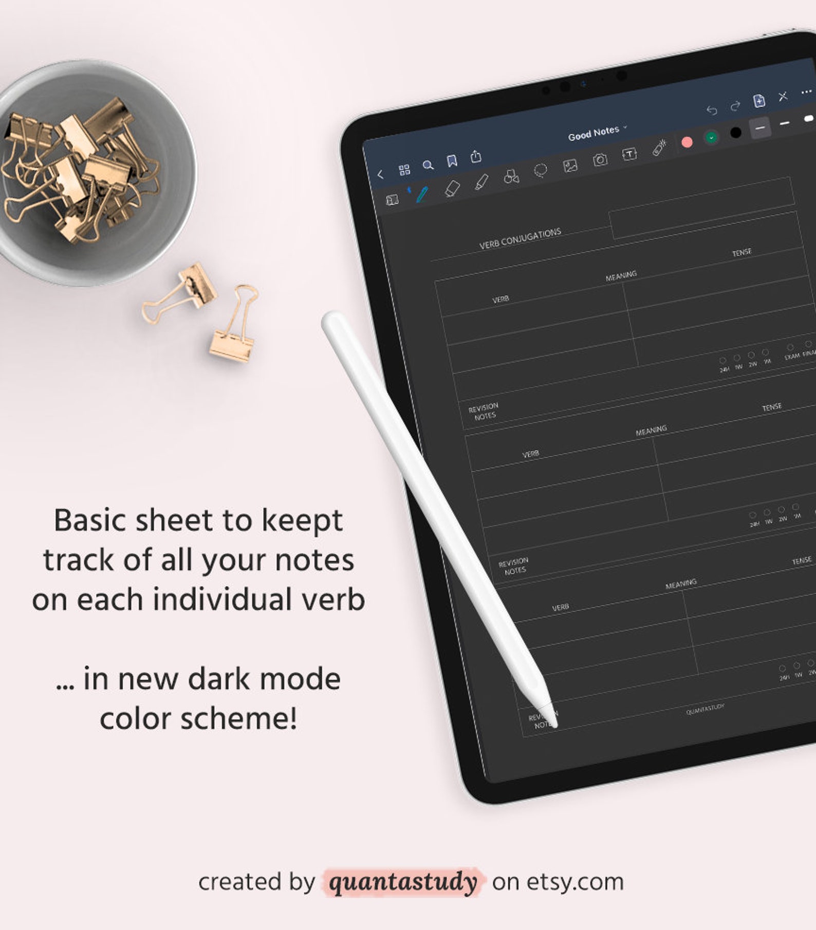 Dark Mode Verb Conjugation Sheet Foreign Language Learning - Etsy