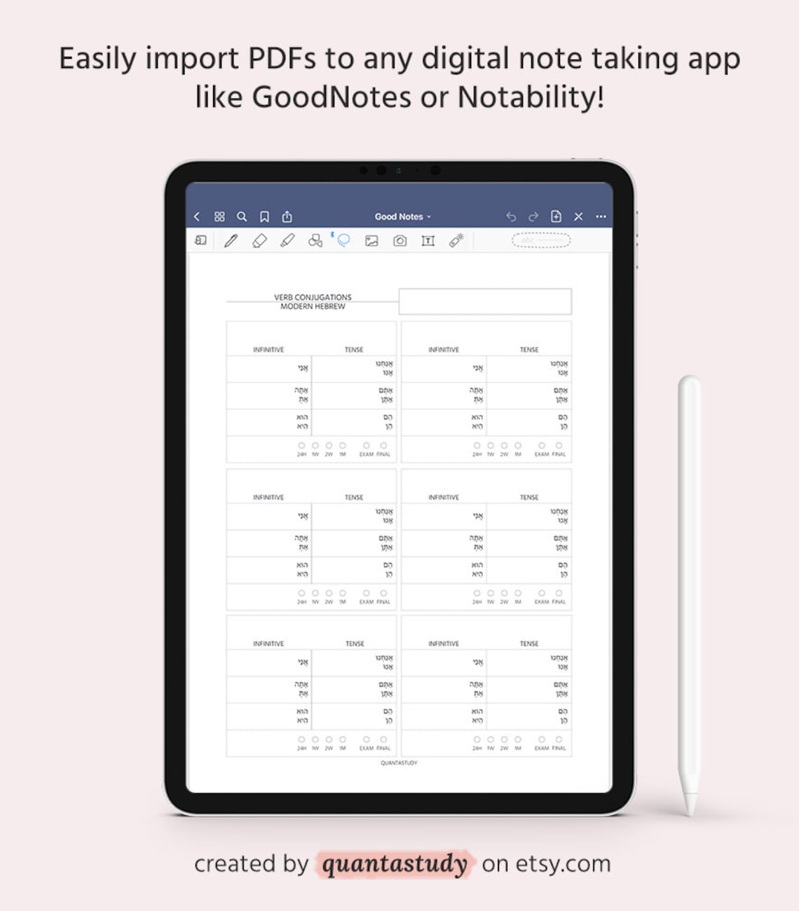 Modern Hebrew Verb Conjugation Printable Worksheets Digital | Etsy