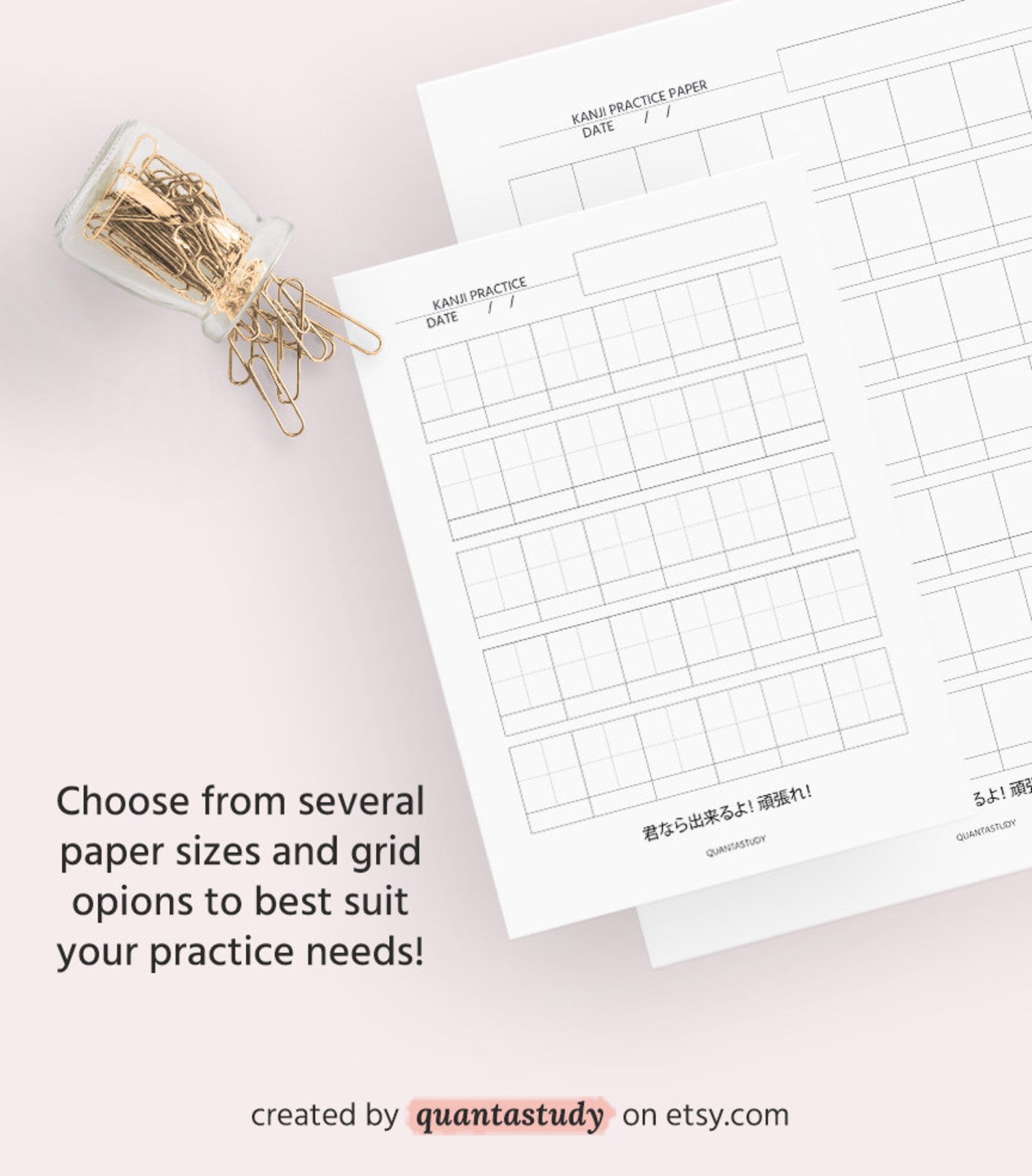 Japanese Kanji Practice Paper – Printable Study Worksheets (digital ...