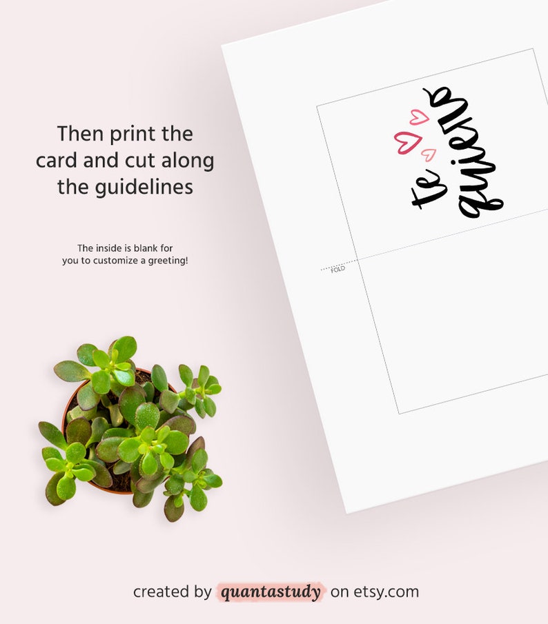 Spanish Valentine's Day Printable Greeting Card Te Quiero - Etsy