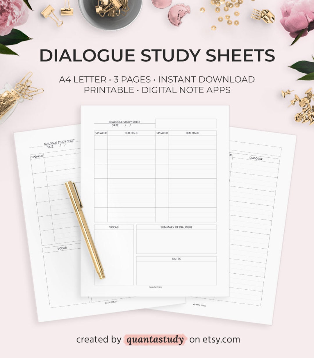 Dialogue Practice Pack Printable Language Learning Vocabulary Sheets ...