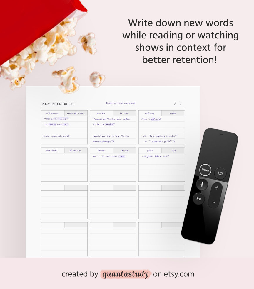 Vocab Practice Pack Printable Language Learning Sheets Worksheets ...