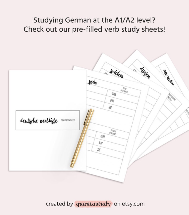 German Verb Conjugation Printable Worksheets Download Good - Etsy New ...