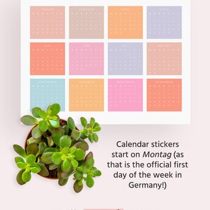 2021 German Date Stickers Calendar Days of the Week Months of the Year ...