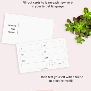 Russian Verb Conjugation Printable Flashcards Language Learning Planner ...