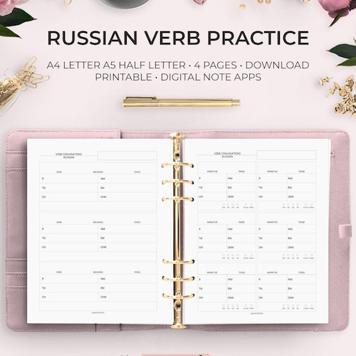 Russian Verb Conjugation Printable Flashcards Language - Etsy