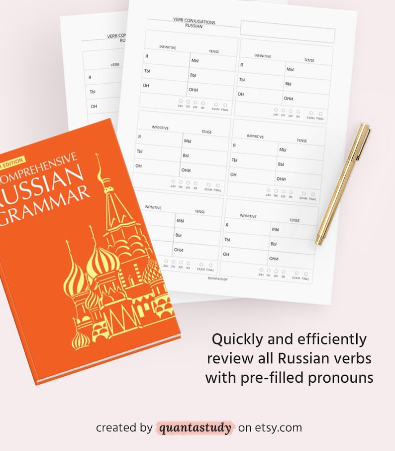 Russian Language Starter Pack русский Verb Conjugation - Etsy