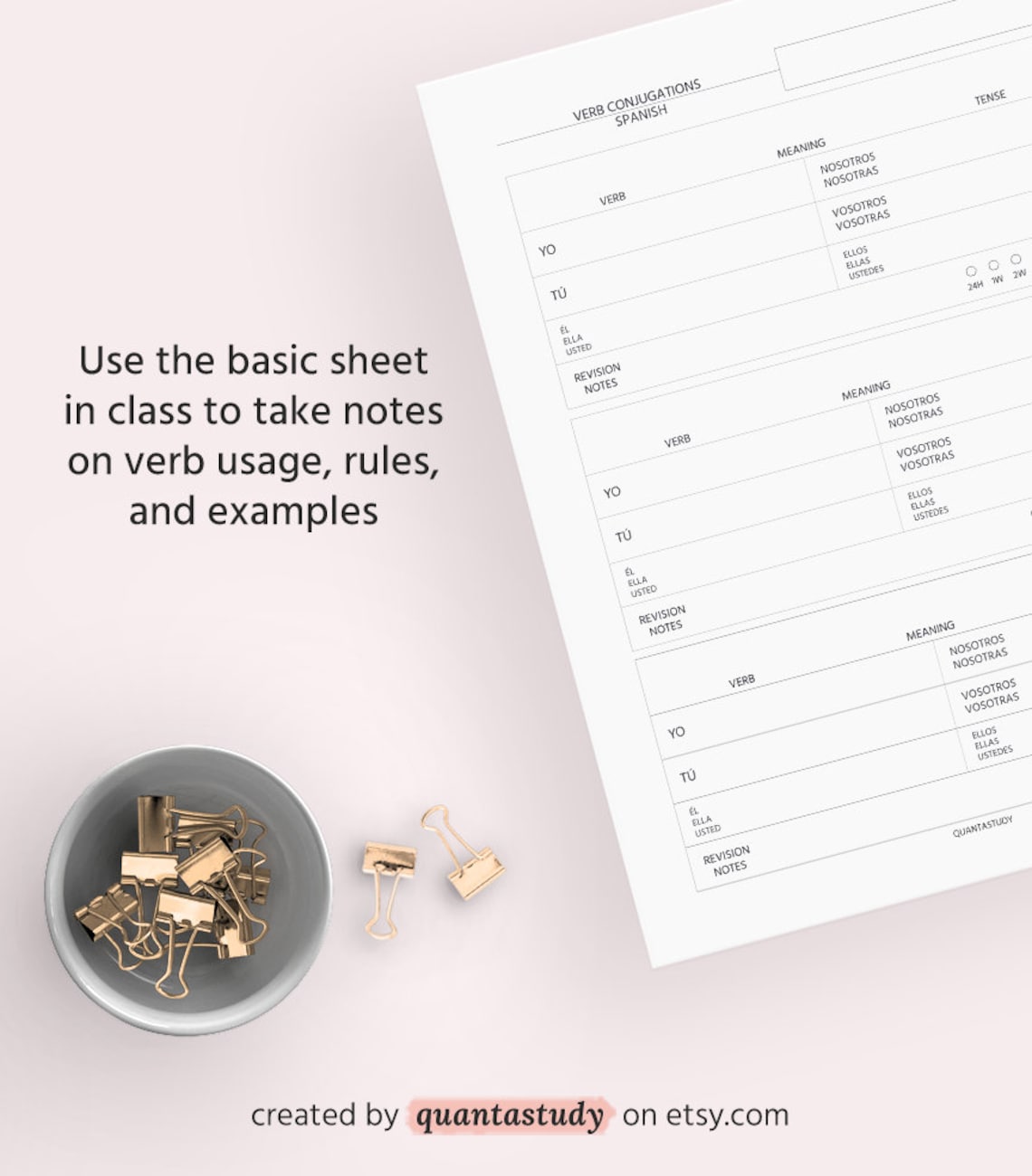 Spanish Verb Conjugation Practice Study Sheets Tenses Language - Etsy