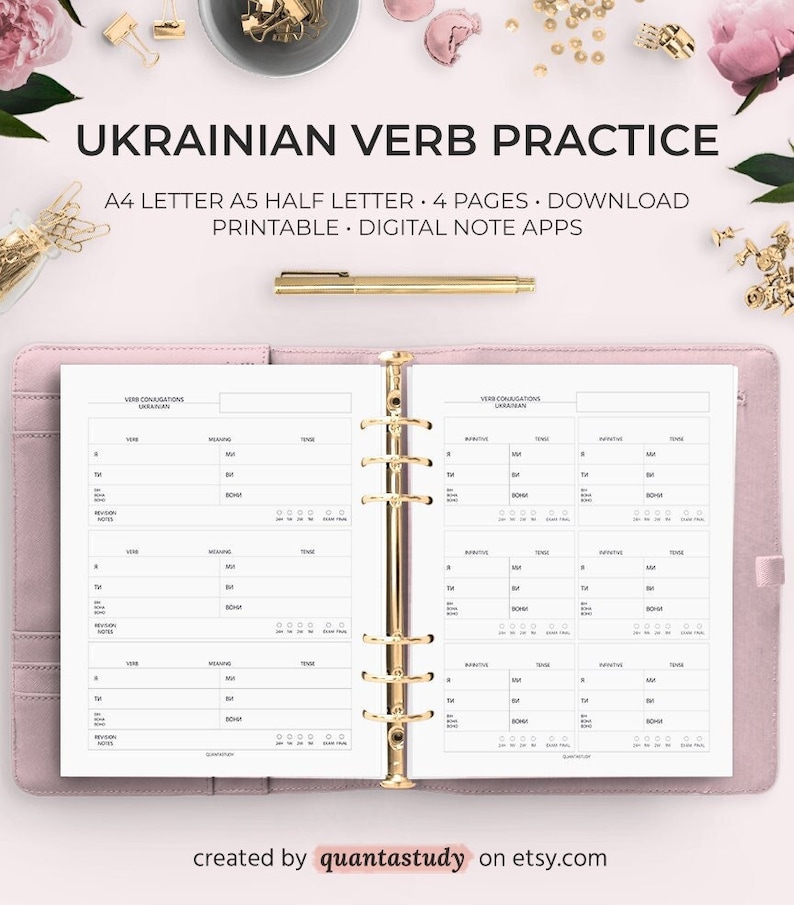 Ukrainian Verb Conjugation Printable Worksheets Download Good - Etsy