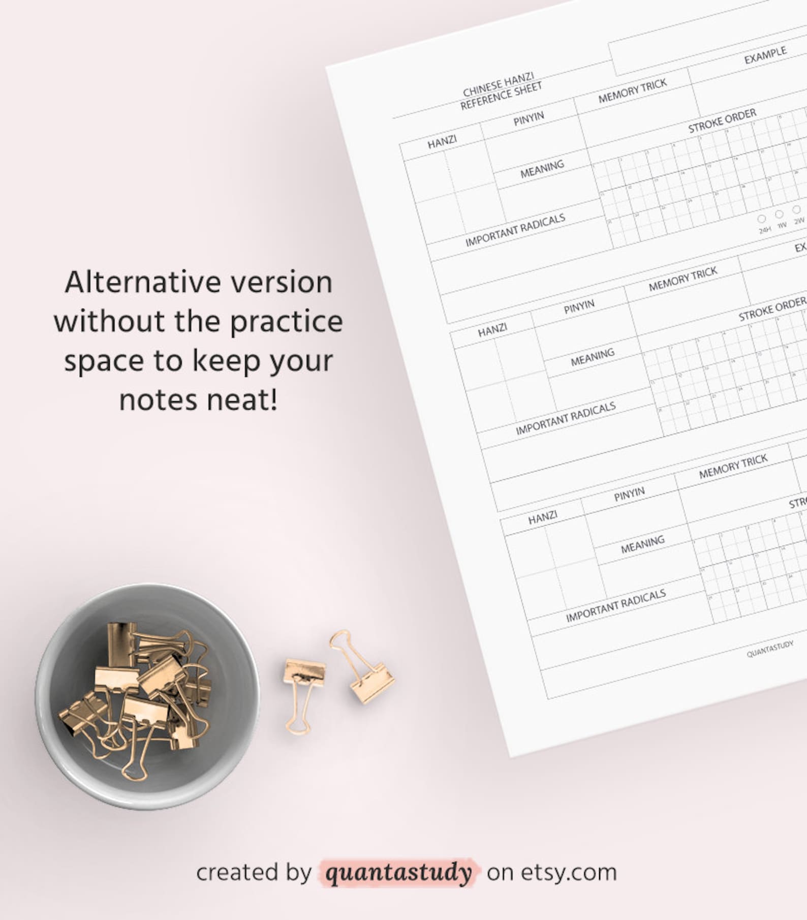 Chinese Hanzi Reference Paper - Printable Worksheets Goodnotes ...