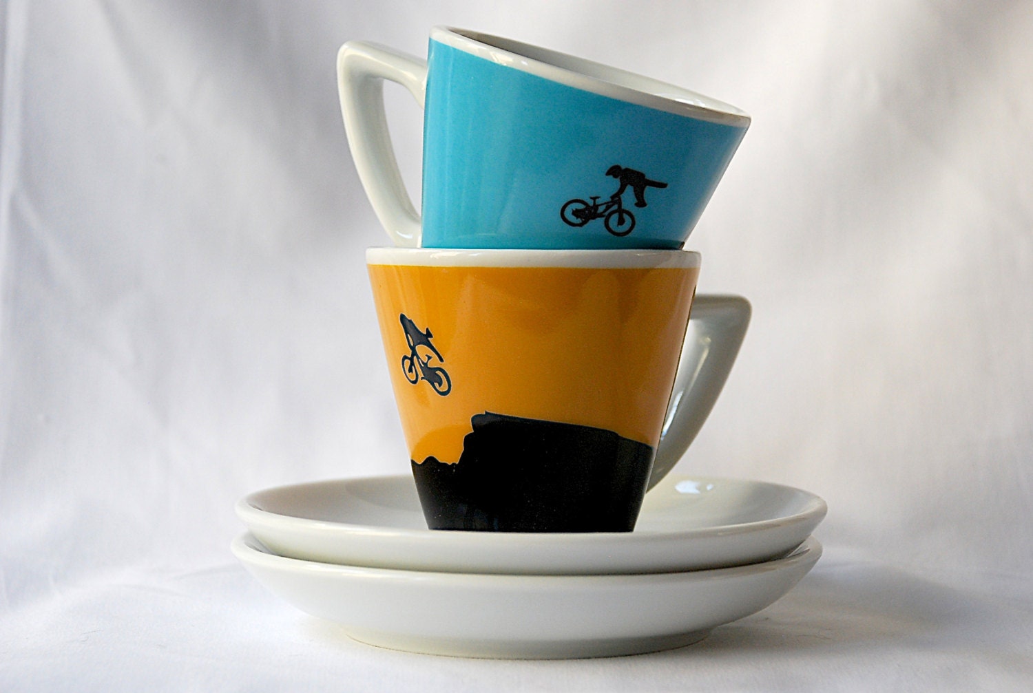Mountain Bikes Set of 2 Espresso Cups and Saucers - Etsy