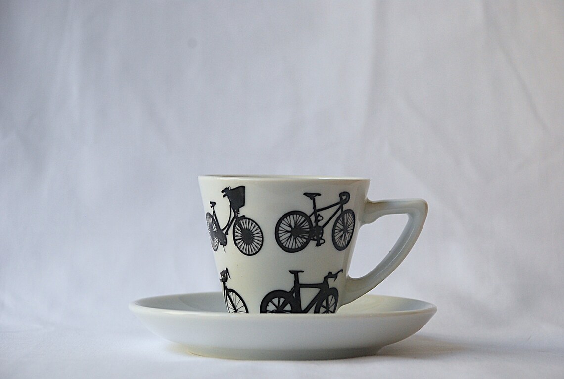 Iconic Bike Designs Espresso Cup and Saucer | Etsy