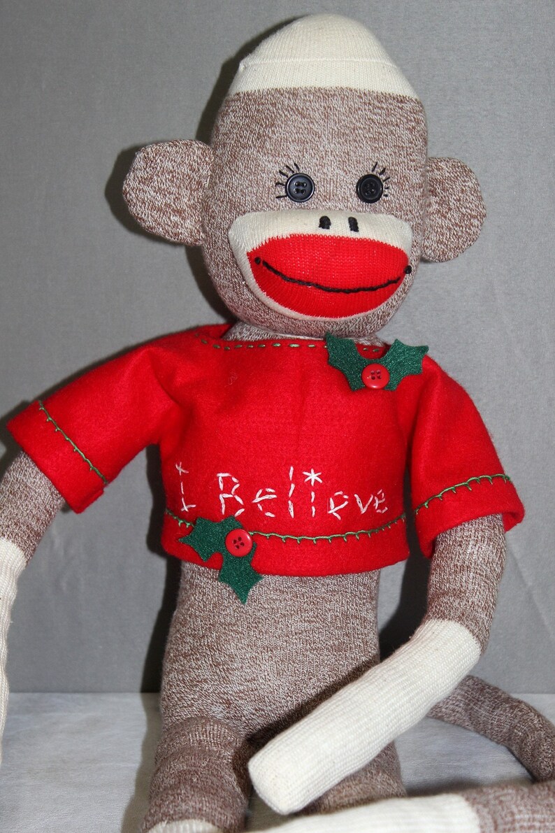 Handmade Sock Monkey Dressed for Christmas Decorating...free - Etsy