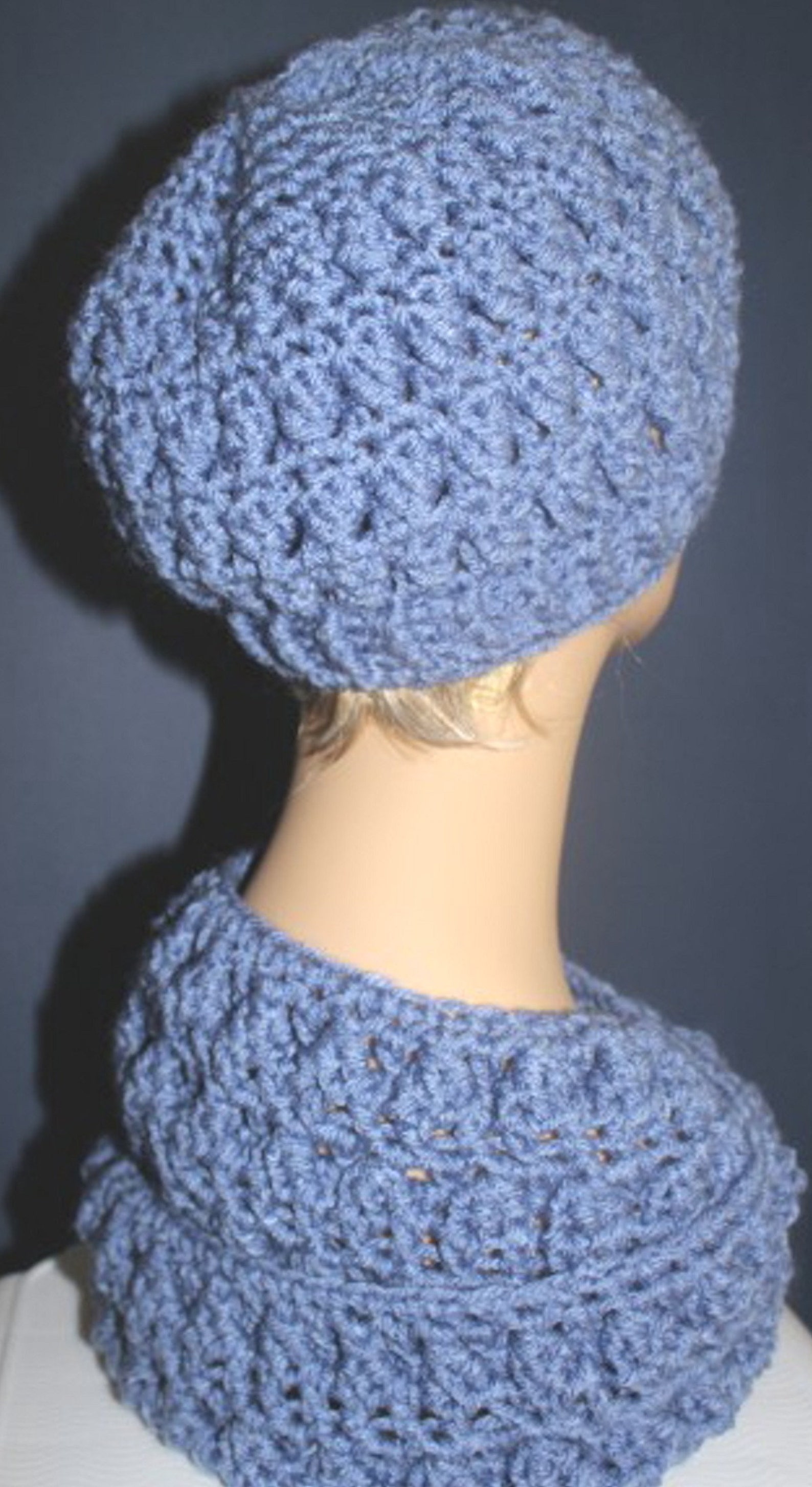 Chunky Blue Crochet Hat and Cowl - Etsy