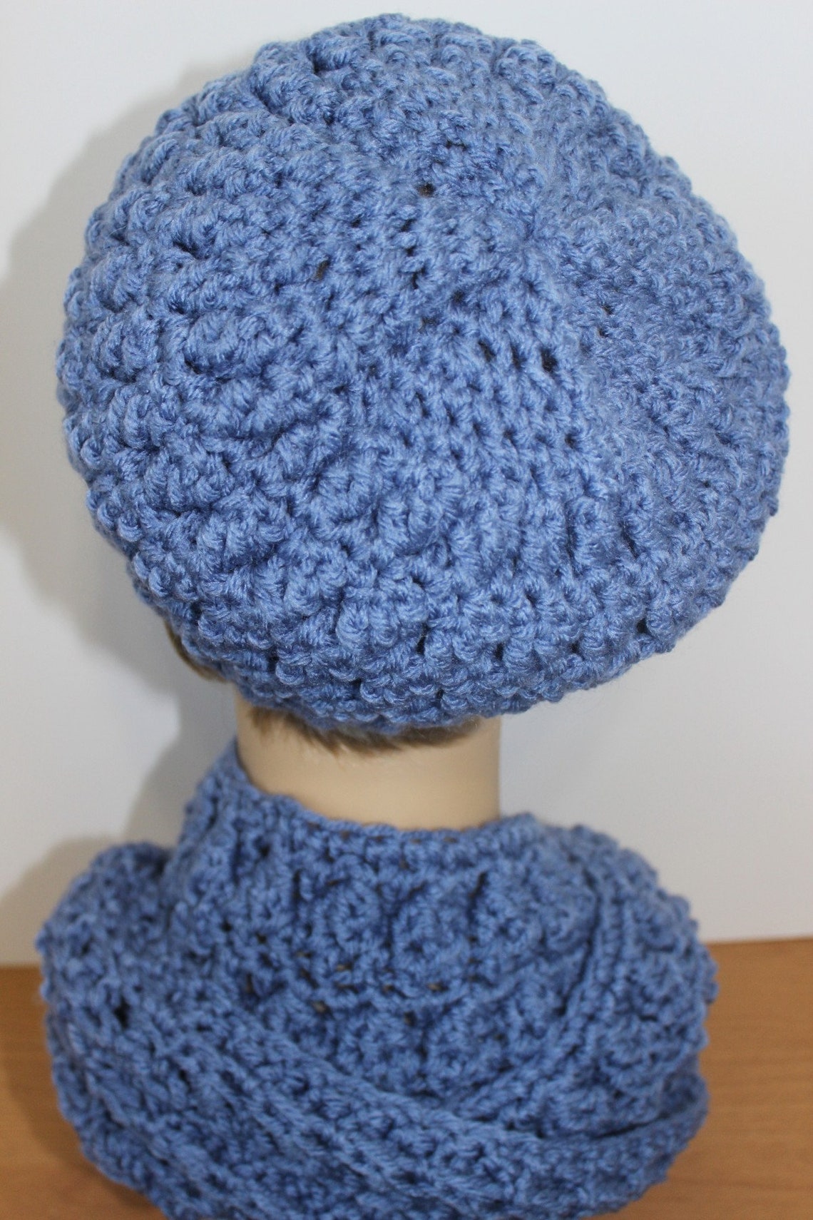 Chunky Blue Crochet Hat and Cowl - Etsy