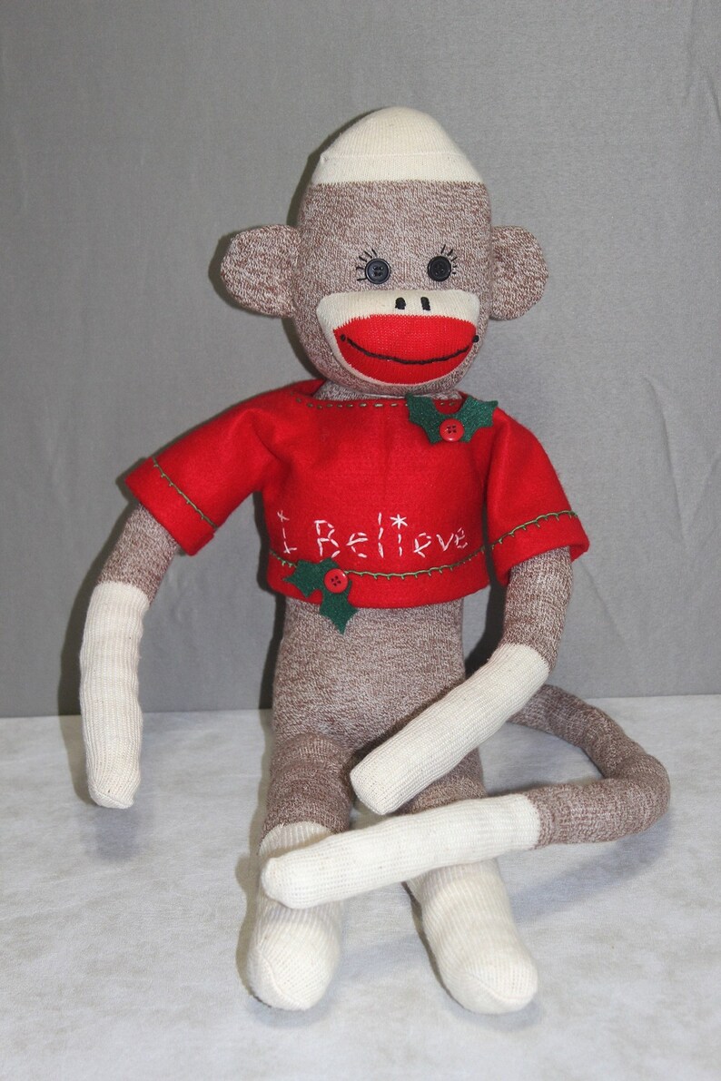 Handmade Sock Monkey Dressed for Christmas Decorating...free - Etsy