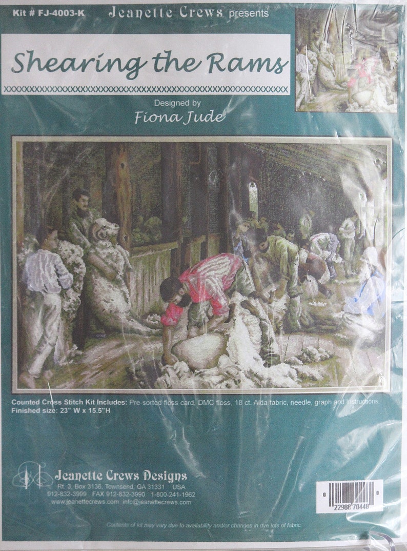 DESTASH Counted Cross Stitch Kit Shearing the Rams FREE Shipping in the ...
