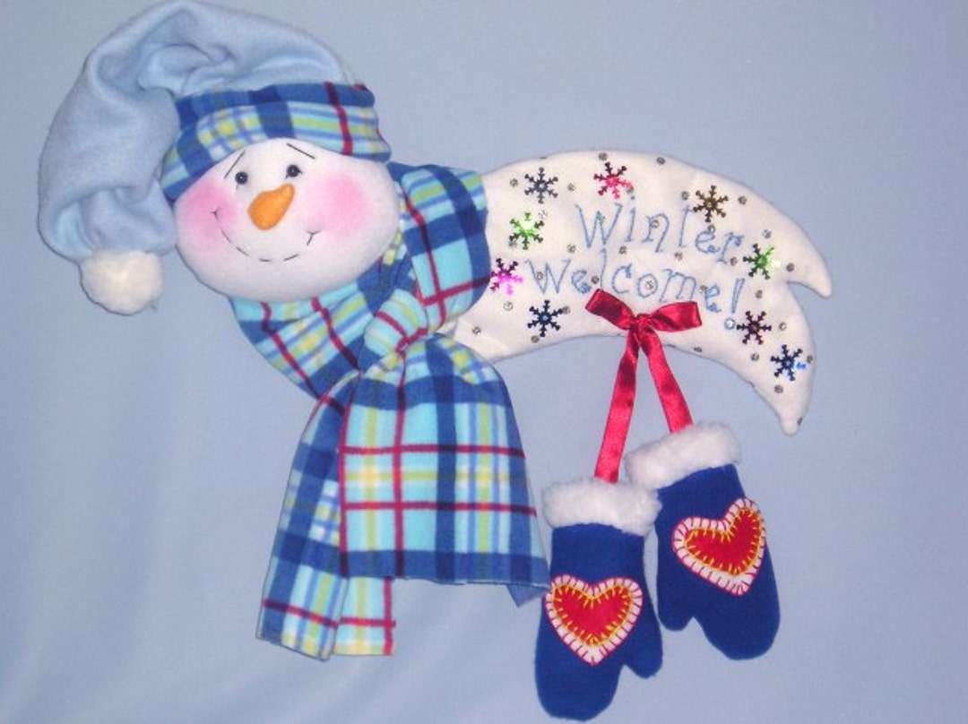 Snowman winter Welcome Banner With Mittens an - Etsy