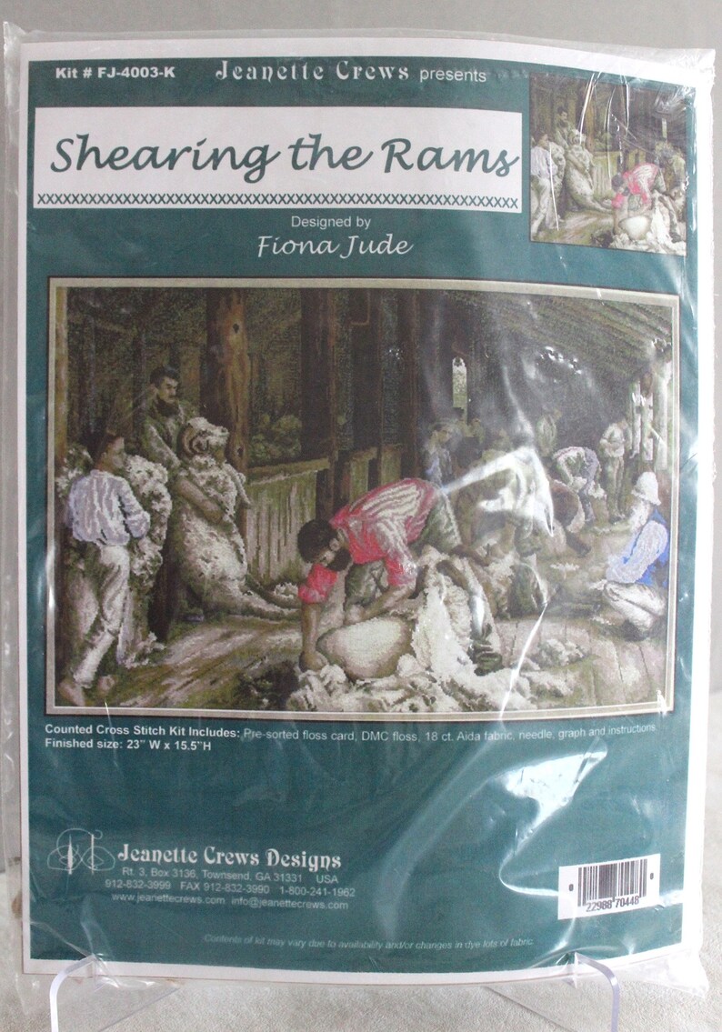 DESTASH Counted Cross Stitch Kit Shearing the Rams FREE Shipping in the ...