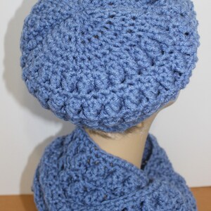 Chunky Blue Crochet Hat and Cowl - Etsy