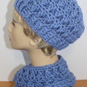 Chunky Blue Crochet Hat and Cowl - Etsy