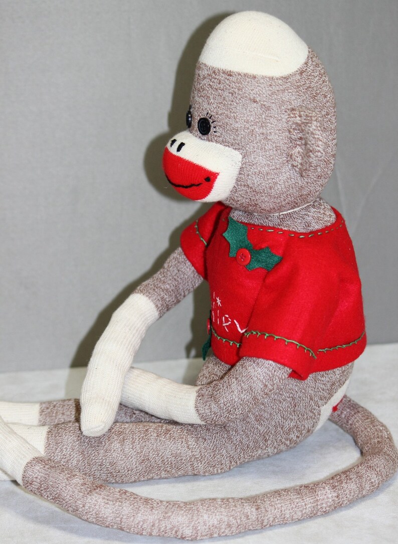 Handmade Sock Monkey Dressed for Christmas Decorating...free - Etsy