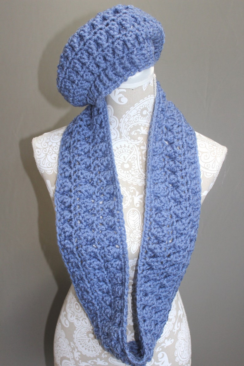Chunky Blue Crochet Hat and Cowl - Etsy
