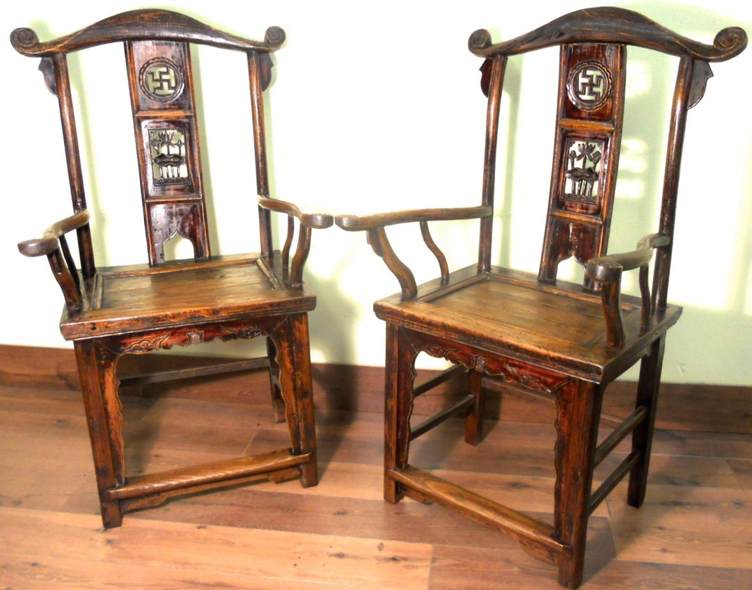 Antique Chinese High Back Arm Chairs (5881) (pair), Circa 1800-1849 - Etsy