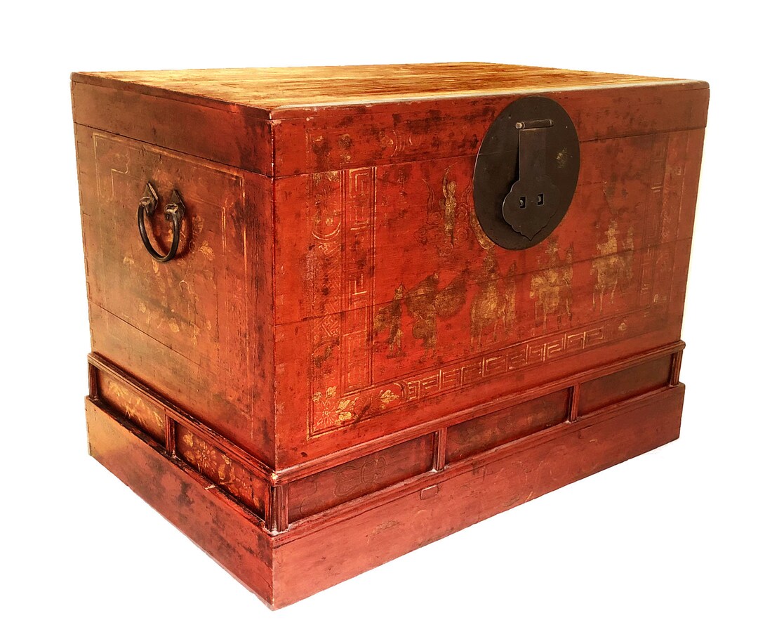 Antique Chinese Hand Painted Red Trunk 2643 Circa 1800-1849 - Etsy