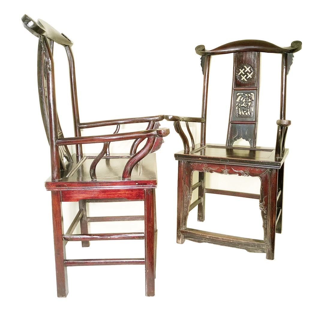 Antique Chinese High Back Arm Chairs (3374) (pair), Circa 1800-1849 - Etsy