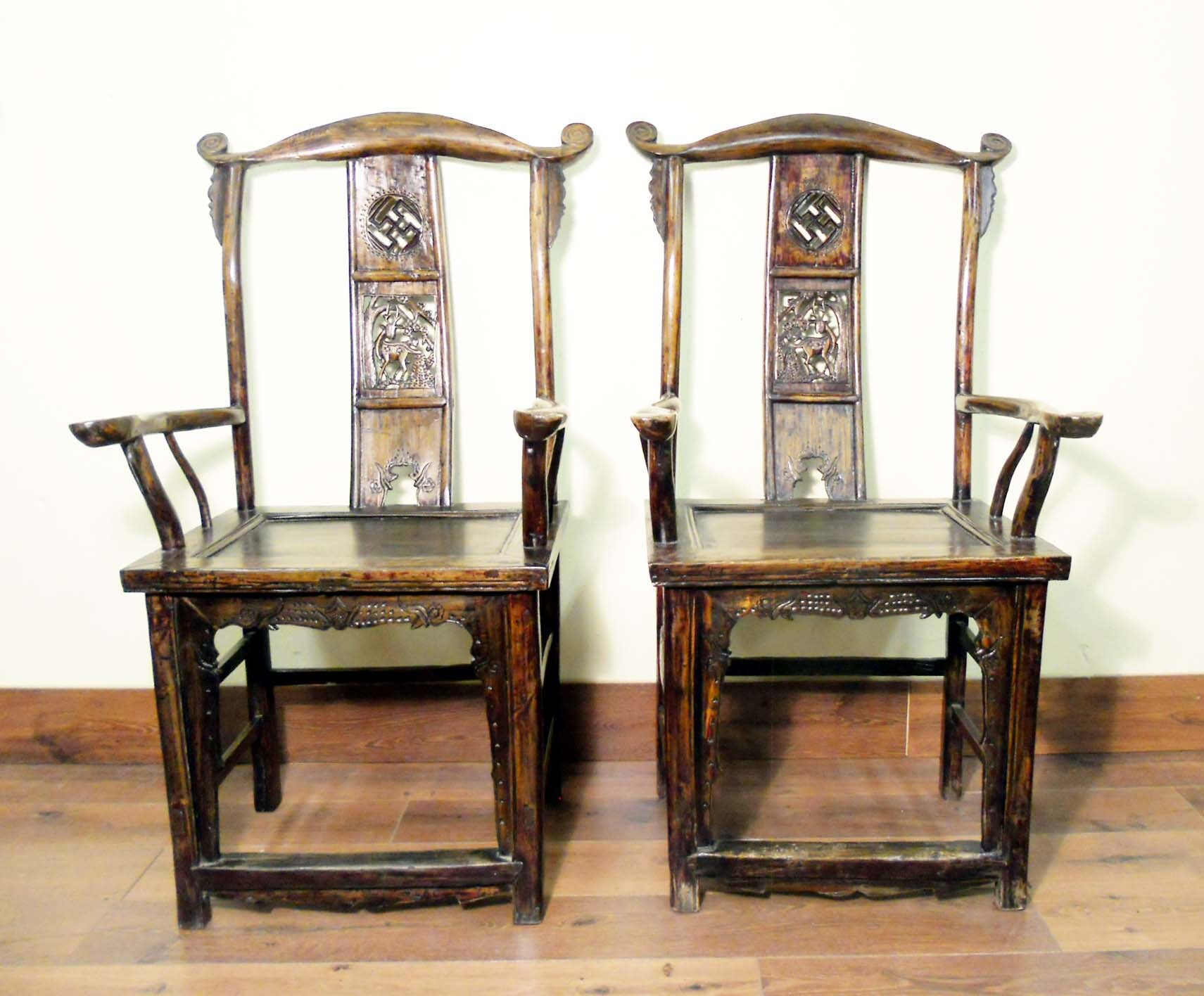 Antique Chinese High Back Arm Chairs 5422 One Pair Circa - Etsy