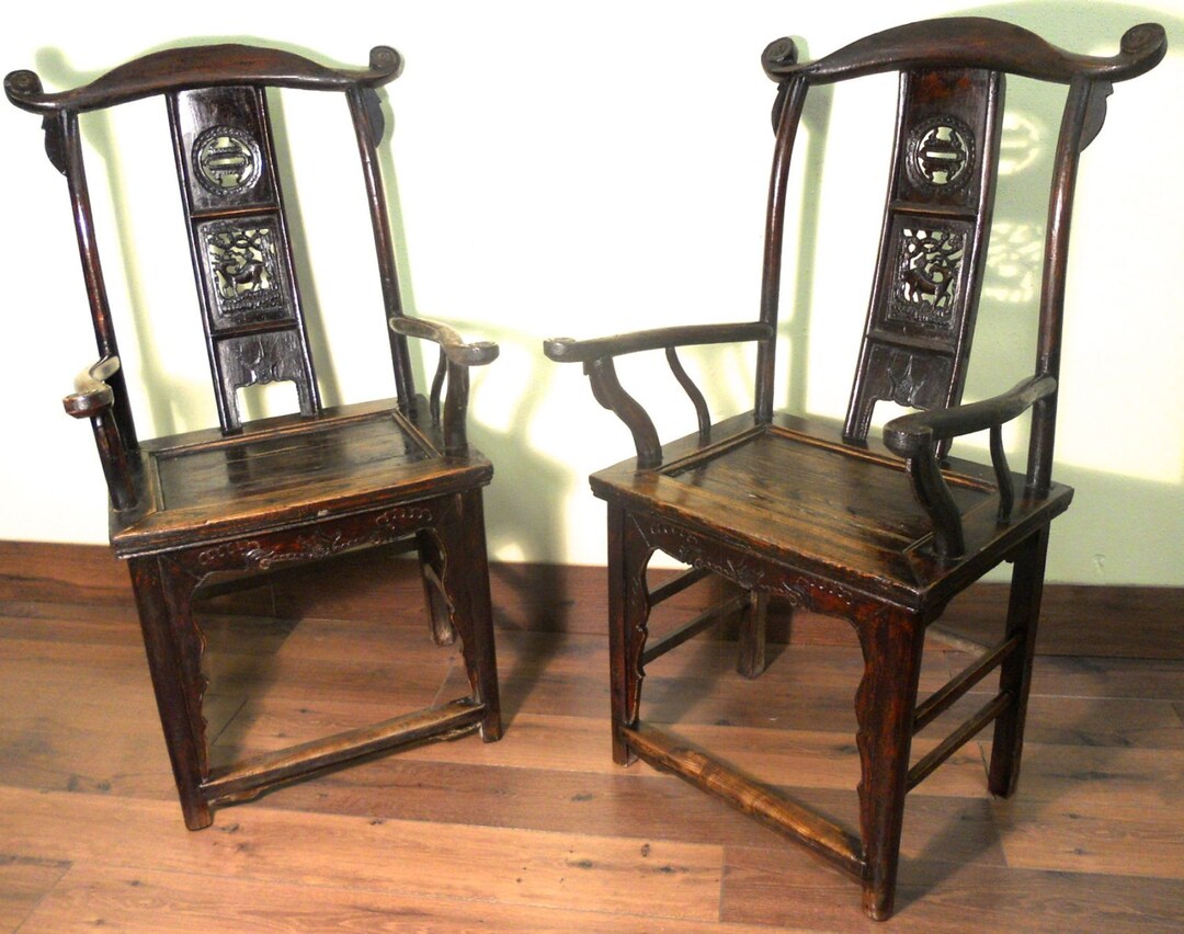 Antique Chinese High Back Chairs (pair) (5936), Circa 1800-1849 - Etsy