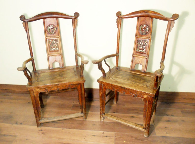 Antique Chinese High Back Arm Chairs (5637) (pair), Circa Early of 19th ...