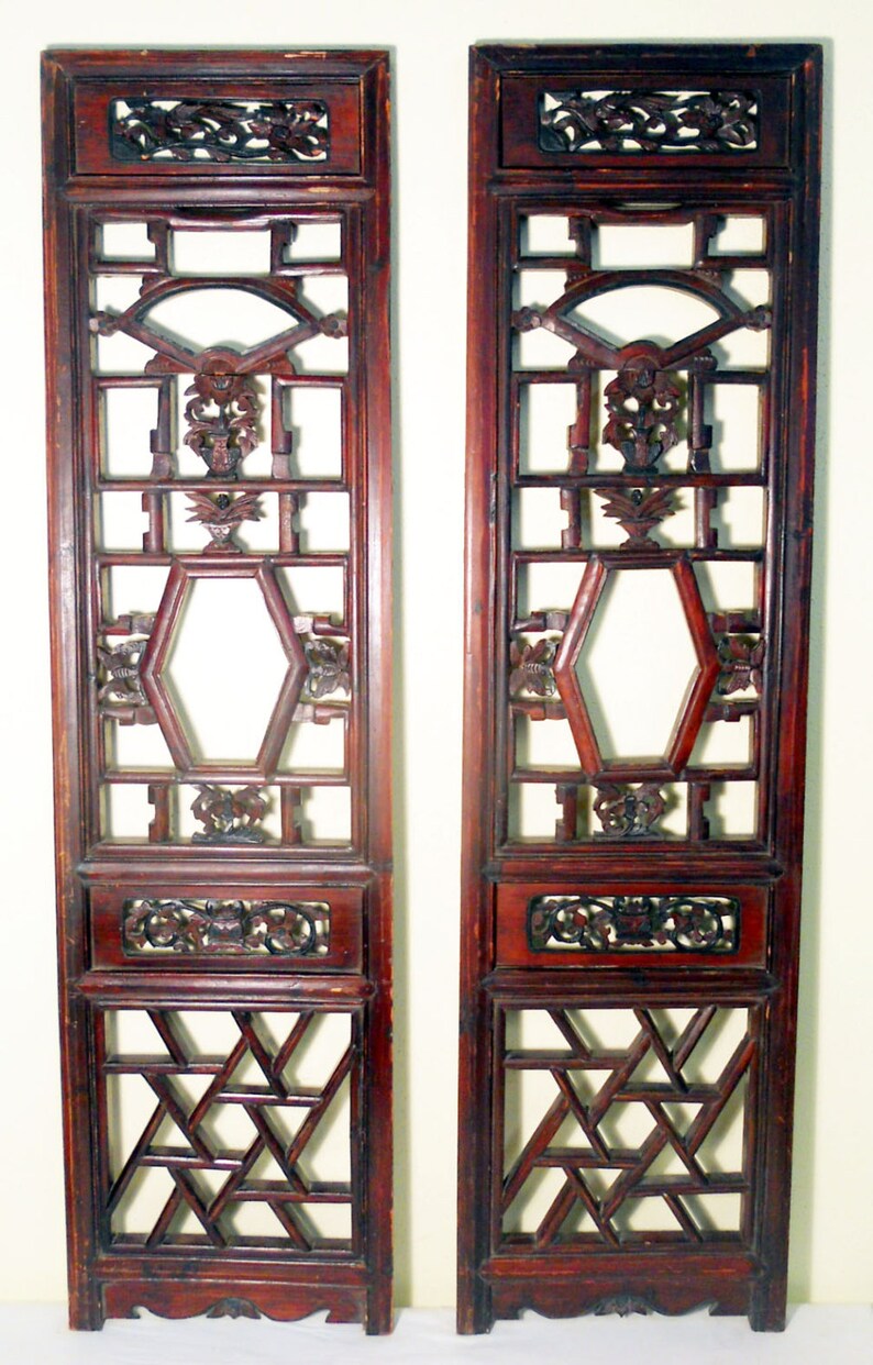 Authentic Antique Chinese Screen Panels (5112) (pair) Cunninghamia Wood ...