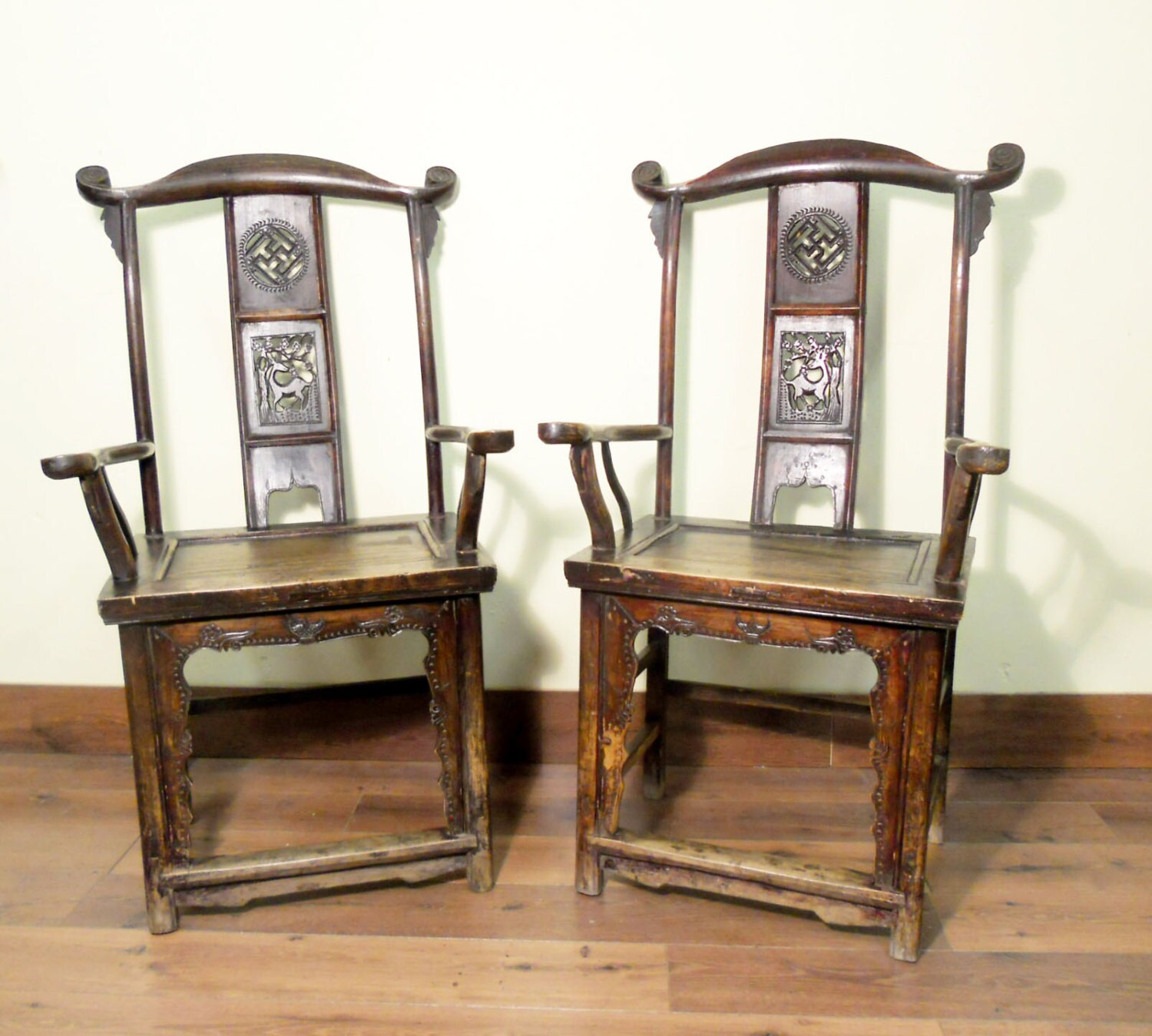 Antique Chinese High Back Arm Chairs 5516 pair Circa - Etsy
