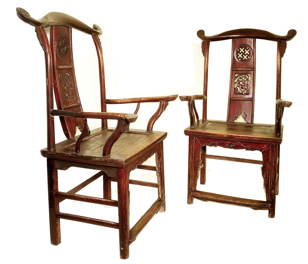 Antique Chinese High Back Arm Chairs (5885) (pair), Circa 1800-1849; We ...